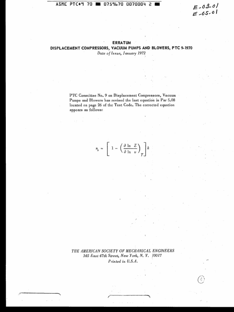 ASME - PTC 9 - 1979 - Displacement Compressors, Vacuum Pumps and ...