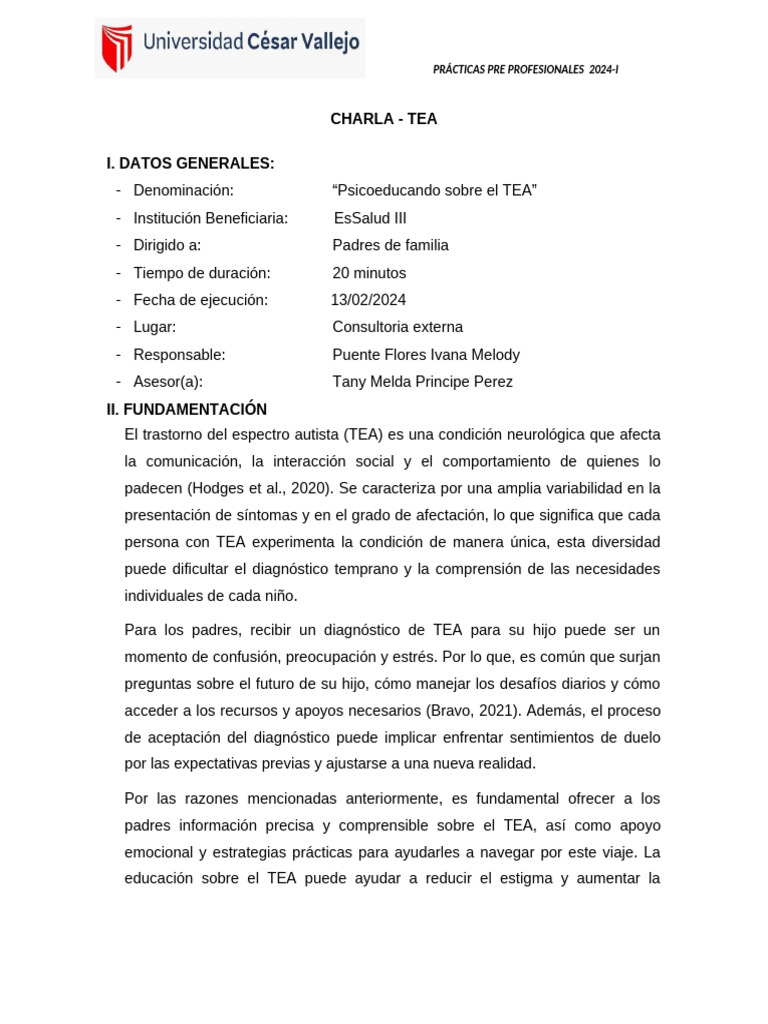 Charla 2 Tea | PDF | Autismo | Ira