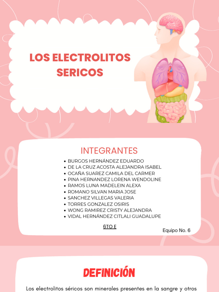 Electrolitos Séricos: Funciones y Valores | PDF | Electrólito | Excreción