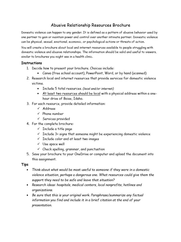 Abusive Relationship Resources Brochure | PDF