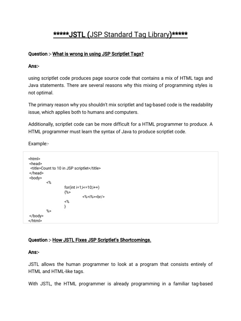 Understanding JSTL in JSP Development | PDF