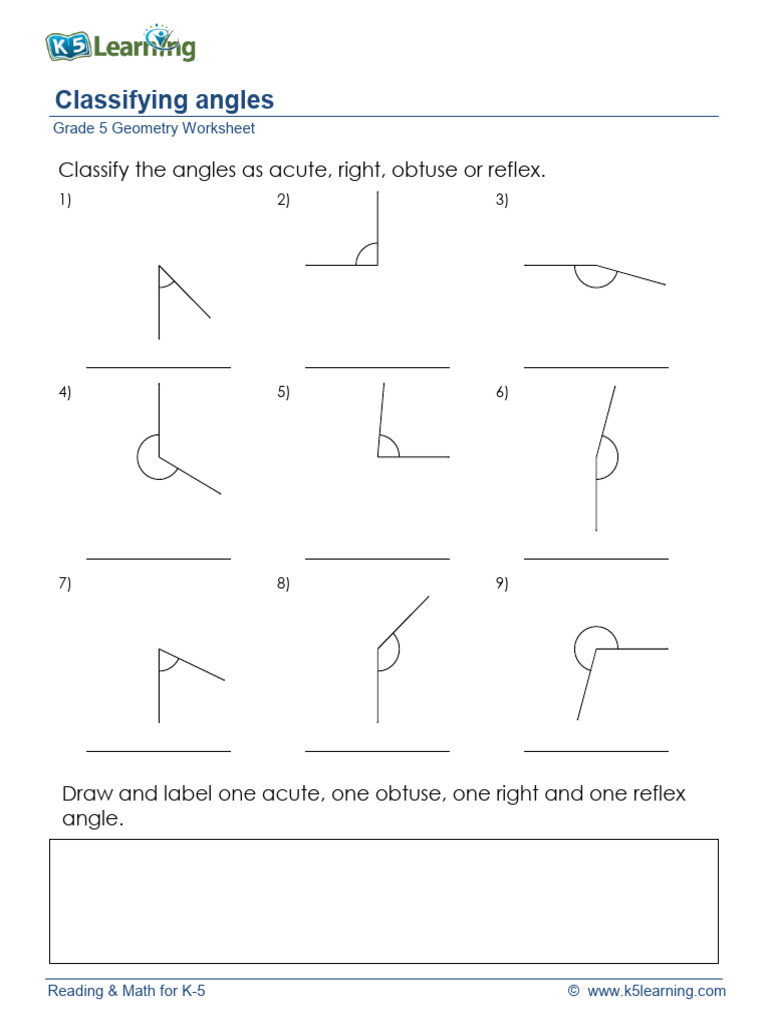 Grade 5 Geometry Classifying Angles A | PDF