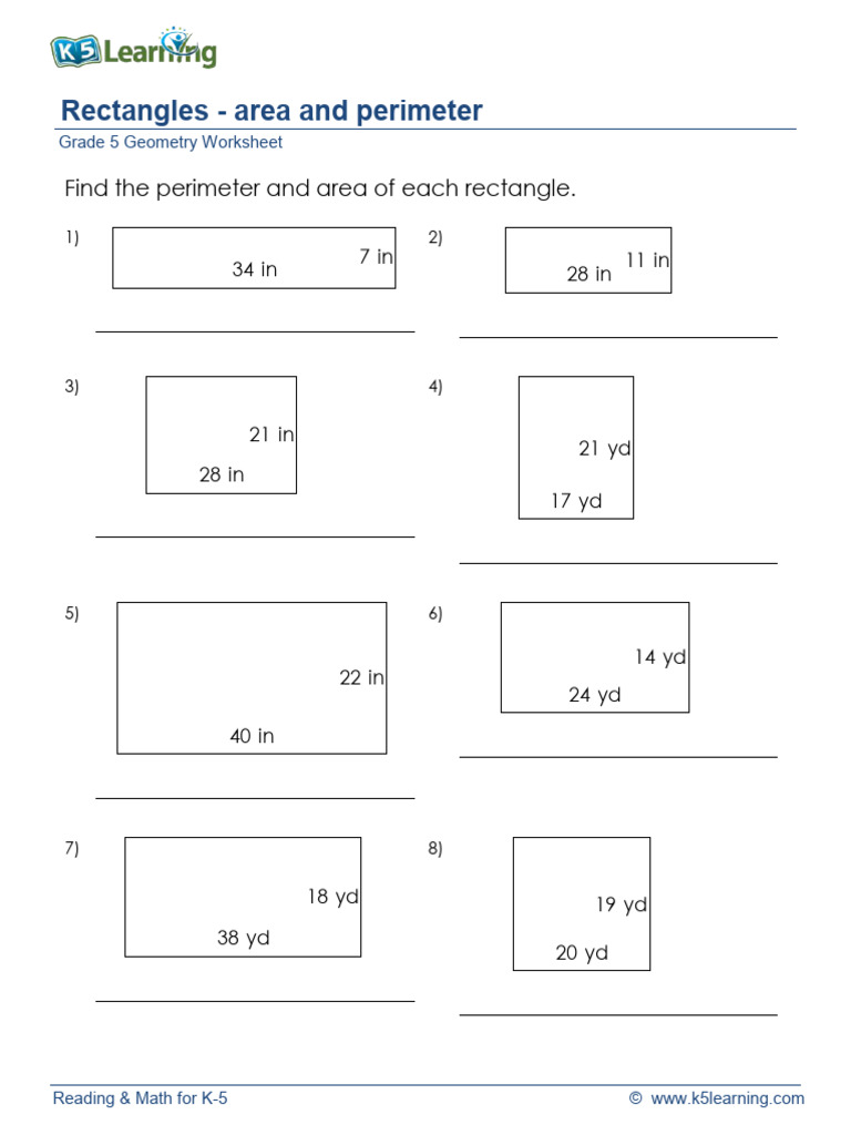 Grade 5 Geometry Rectangles Area Perimeter B | PDF | Area | Quantity