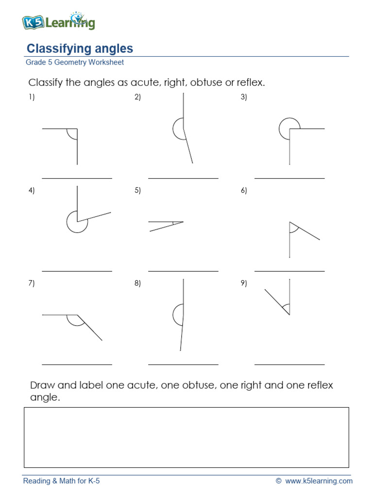 Grade 5 Geometry Classifying Angles B | PDF