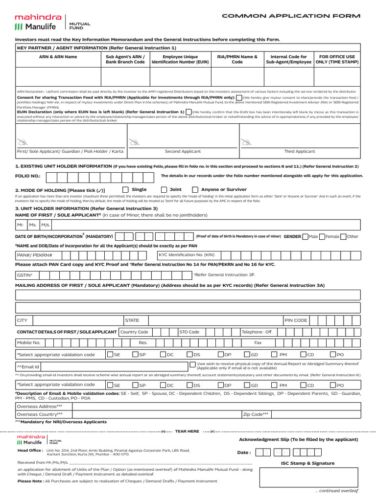 Common Application Form - 30 July 2024 - Final | PDF | Cheque | Money