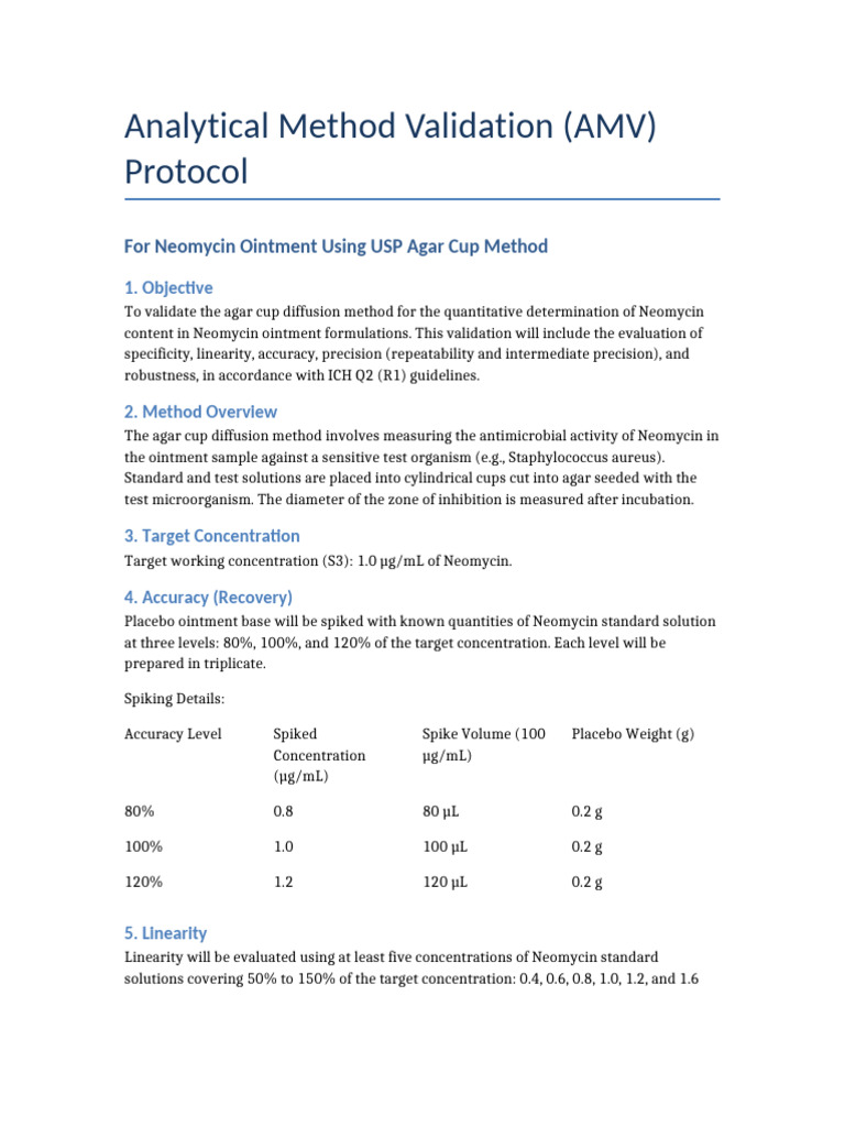 Neomycin AMV Protocol Agar Cup Method | PDF