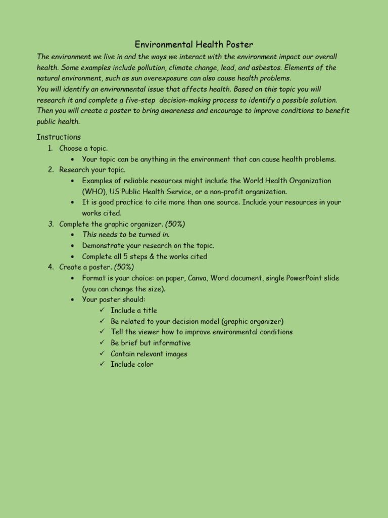 Creating Environmental Health Awareness Posters | PDF