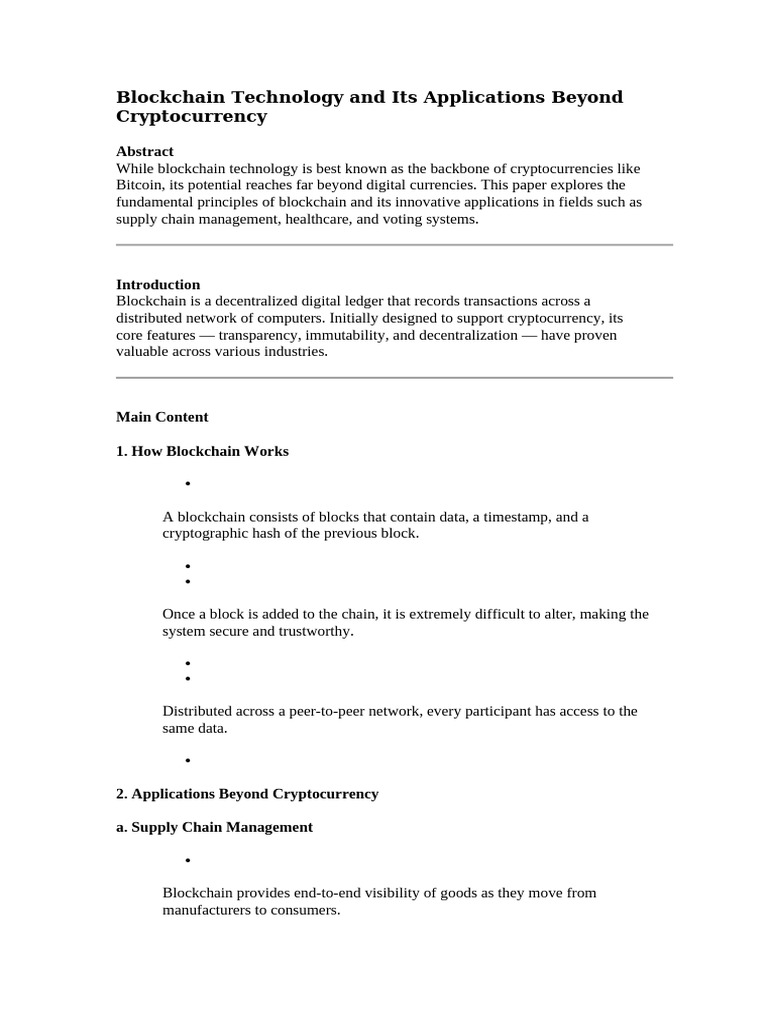 Blockchain Applications Beyond Cryptocurrency | PDF | Cryptocurrency