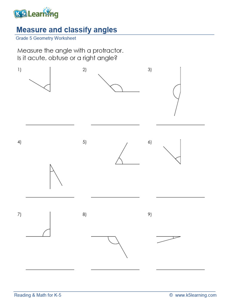 Grade 5 Geometry Classify Measure Angles A | PDF
