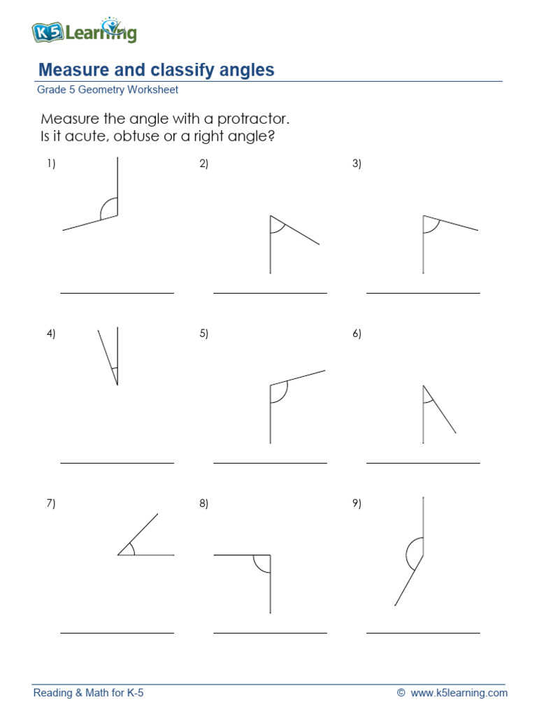 Grade 5 Geometry Classify Measure Angles B | PDF