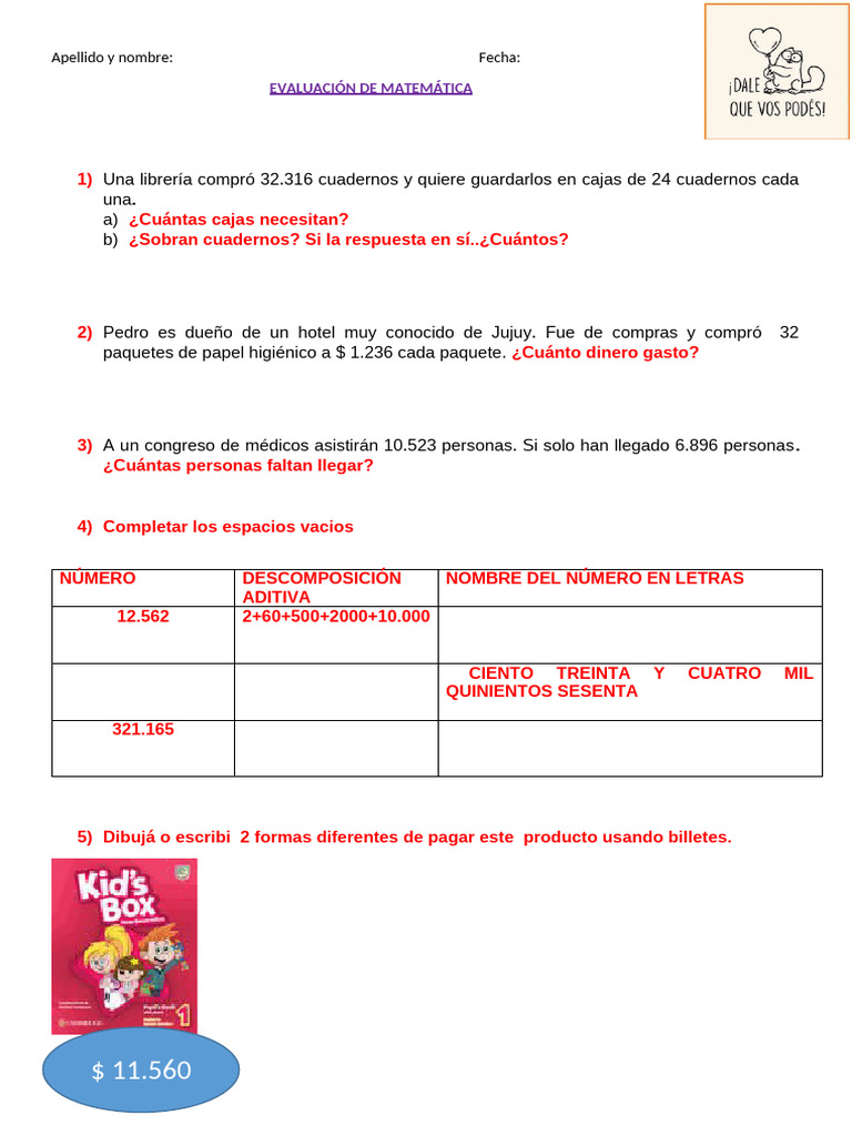 MATEM EVALUACION | PDF