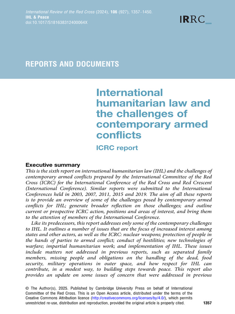 Reports and Documents Ihl and The Challenges of Contemporary Armed Conflicts 927 | PDF ...