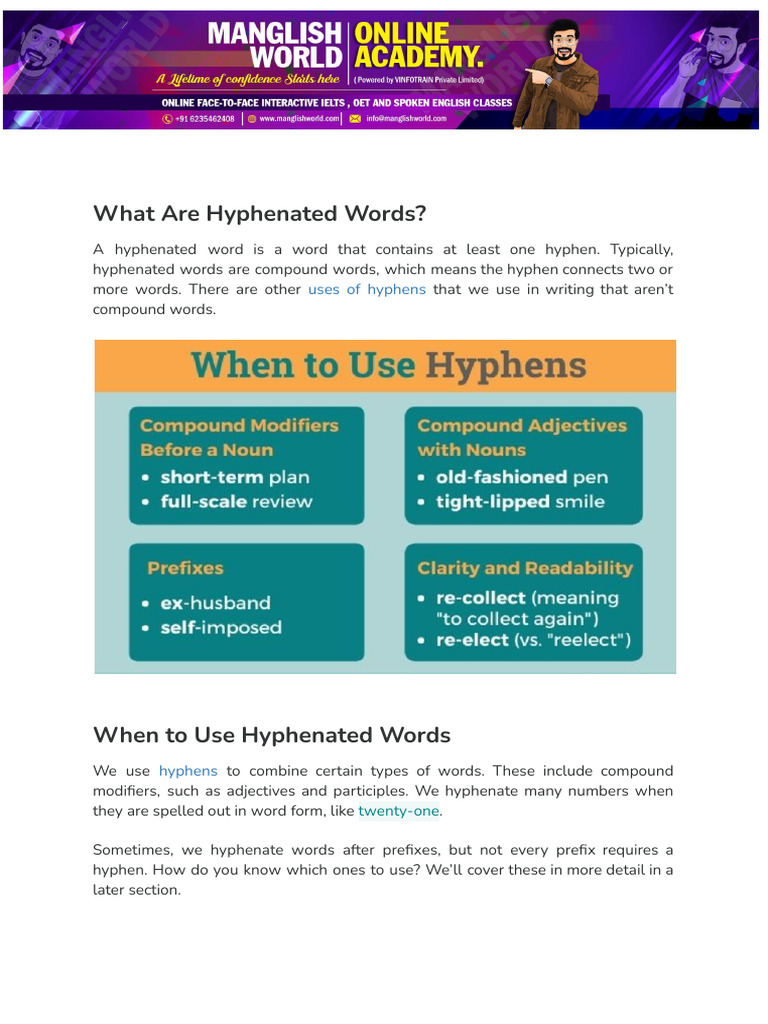 Hyphenated Words For Listening | PDF | Adjective | Word