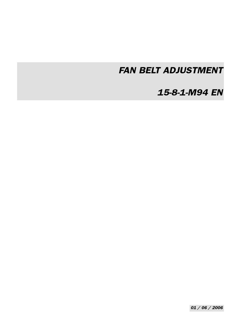 Fan Belt Adjustment and Installation Guide | PDF | Belt (Mechanical ...