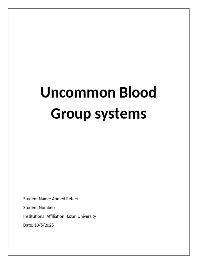 Uncommon Blood Group Systems | PDF | Blood Type | Hematology
