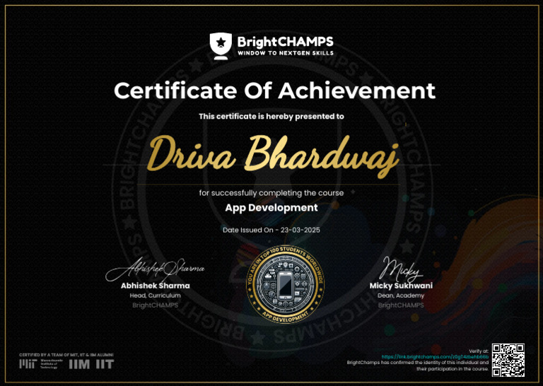 App Development Achievement Certificate | PDF