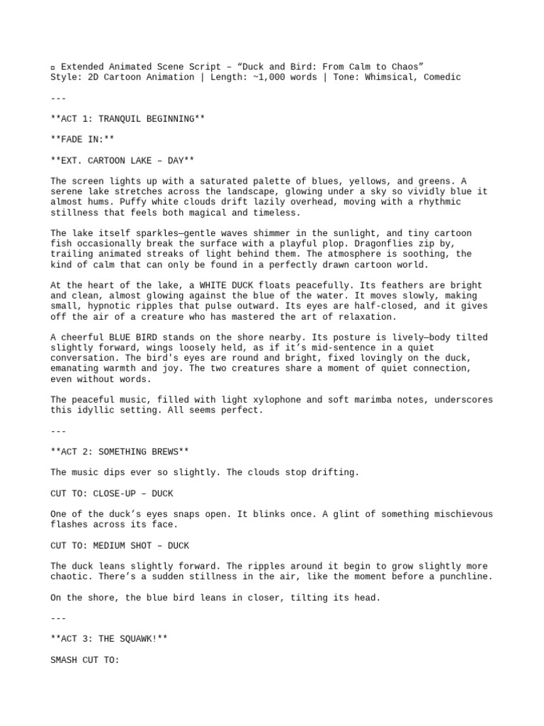 Runway Animated Scene Script 1000 Words | PDF