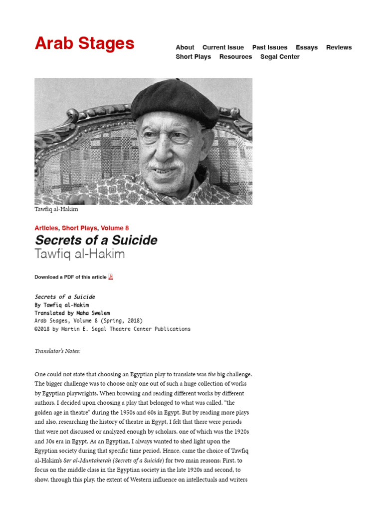 1 Secrets of A Suicide - Tawfiq Al-Hakim | PDF | Egypt | Arabic