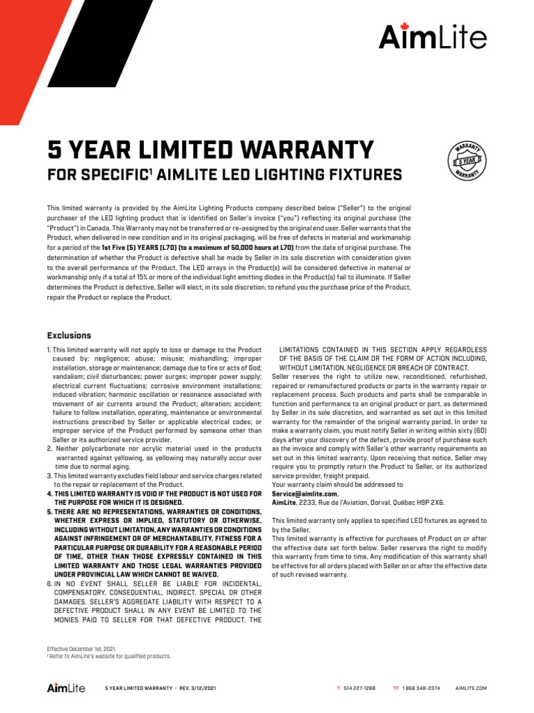 AimLite Warranty 5 Years en | PDF | Justice | Crime & Violence