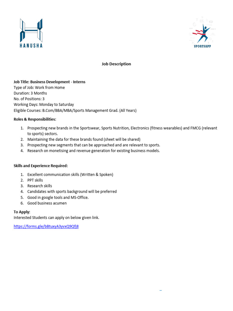 JD - BD Internship | PDF