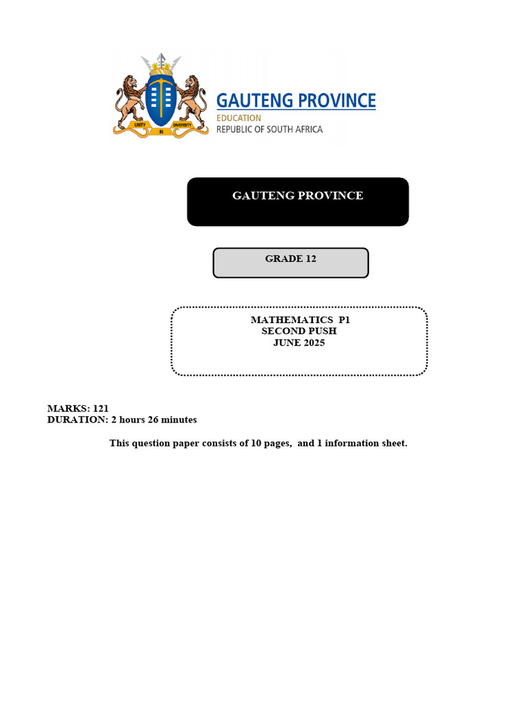 2025 G12 P1 12 June GP | PDF | Mathematical Analysis | Mathematical Objects