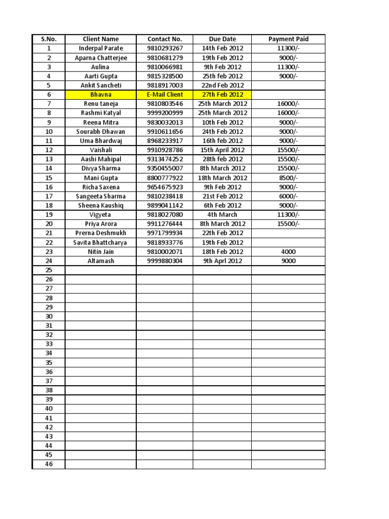 Client Payment Records 2012 | PDF