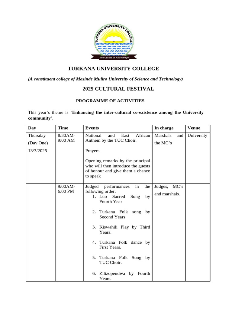 2025 Cultural Festival Programme | PDF