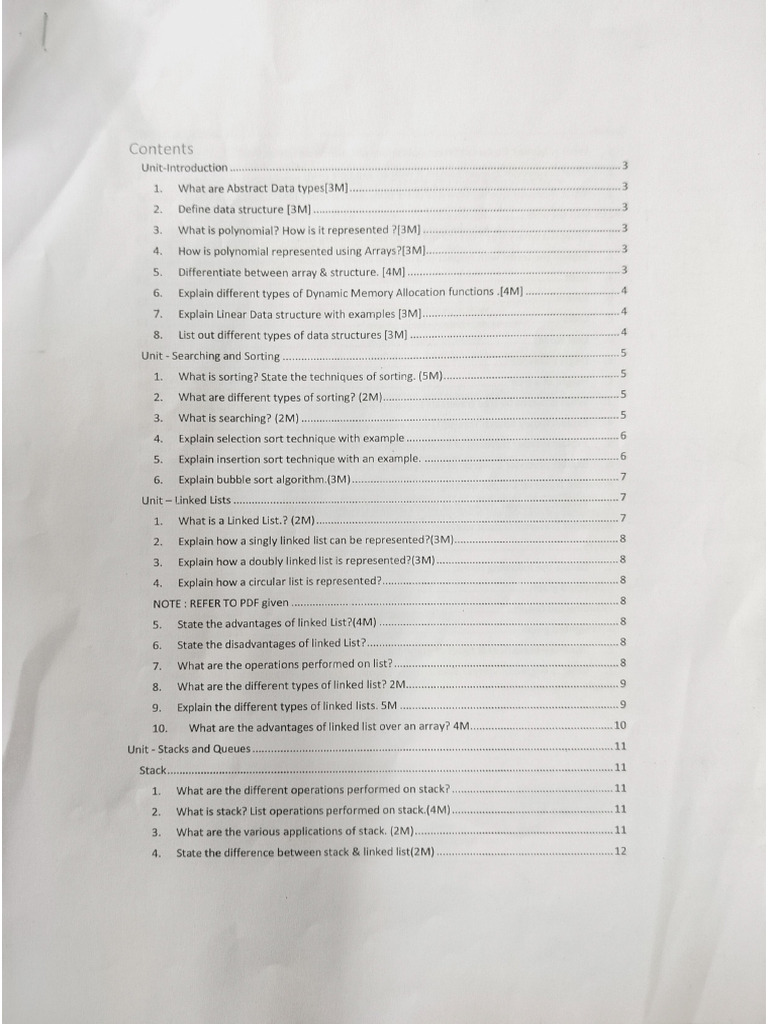DSA Unit Wise Questions | PDF