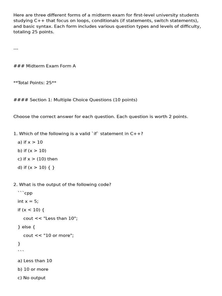 Midterm Cop No Answer 3 Forms | PDF | Programming Paradigms | Software ...