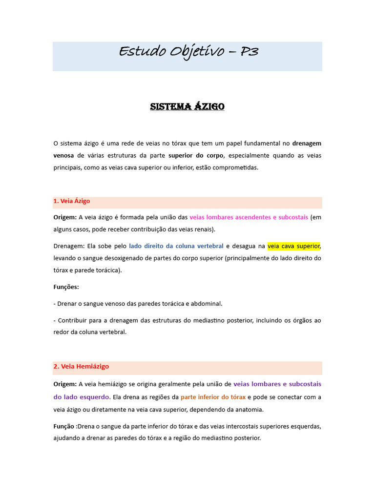 Anatomia do Sistema Ázigo e Mediastino | PDF | Coração | Sistema ...