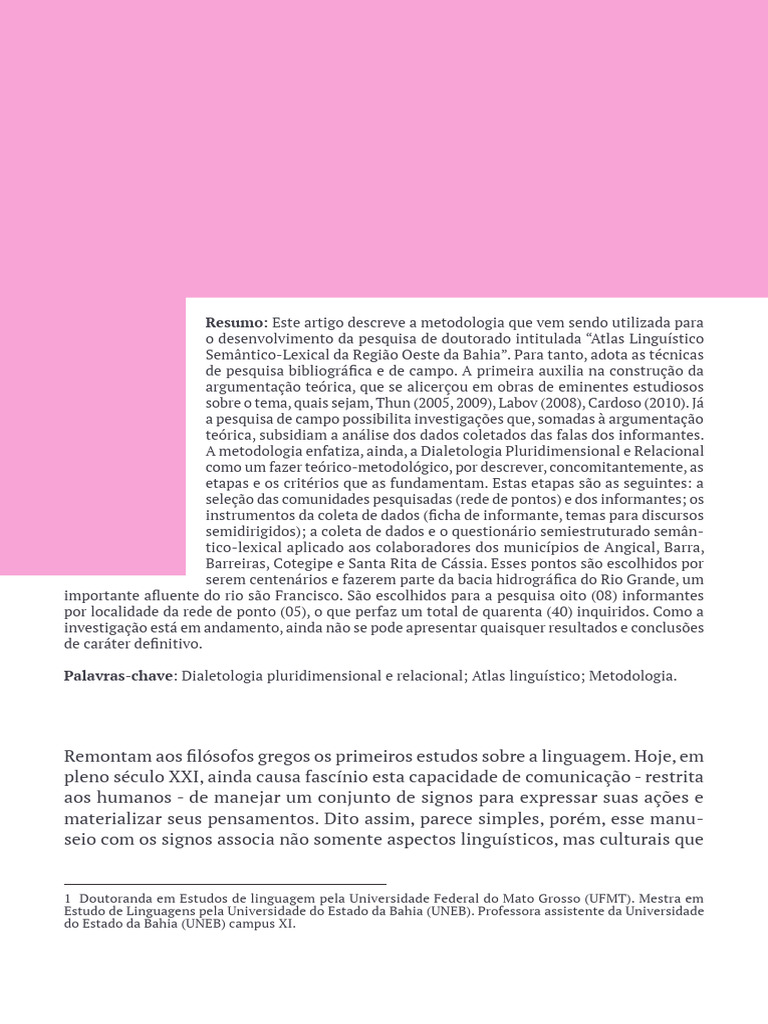 Metodologia do Atlas Linguístico da Bahia | PDF | Dialetologia ...