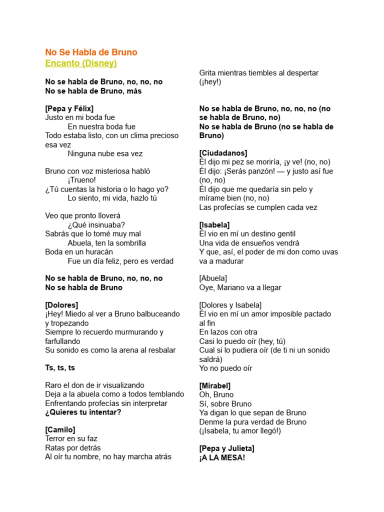 No Se Habla de Bruno | PDF