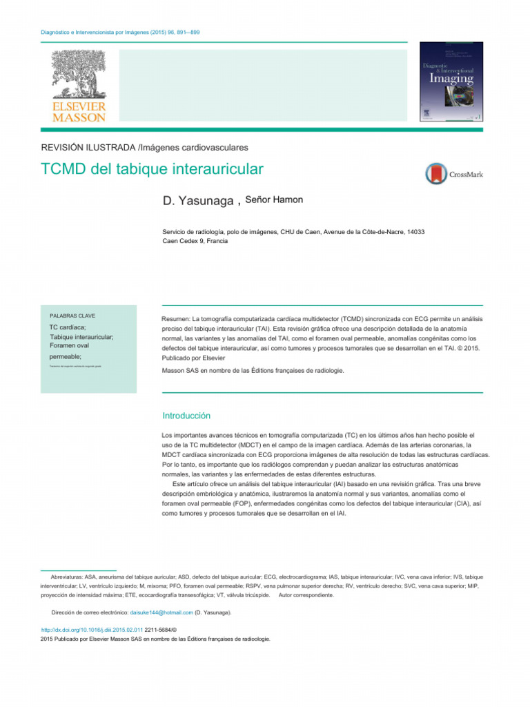 Septo Interatrial Tc (1) | PDF | Sistema cardiovascular | Especialidades Medicas