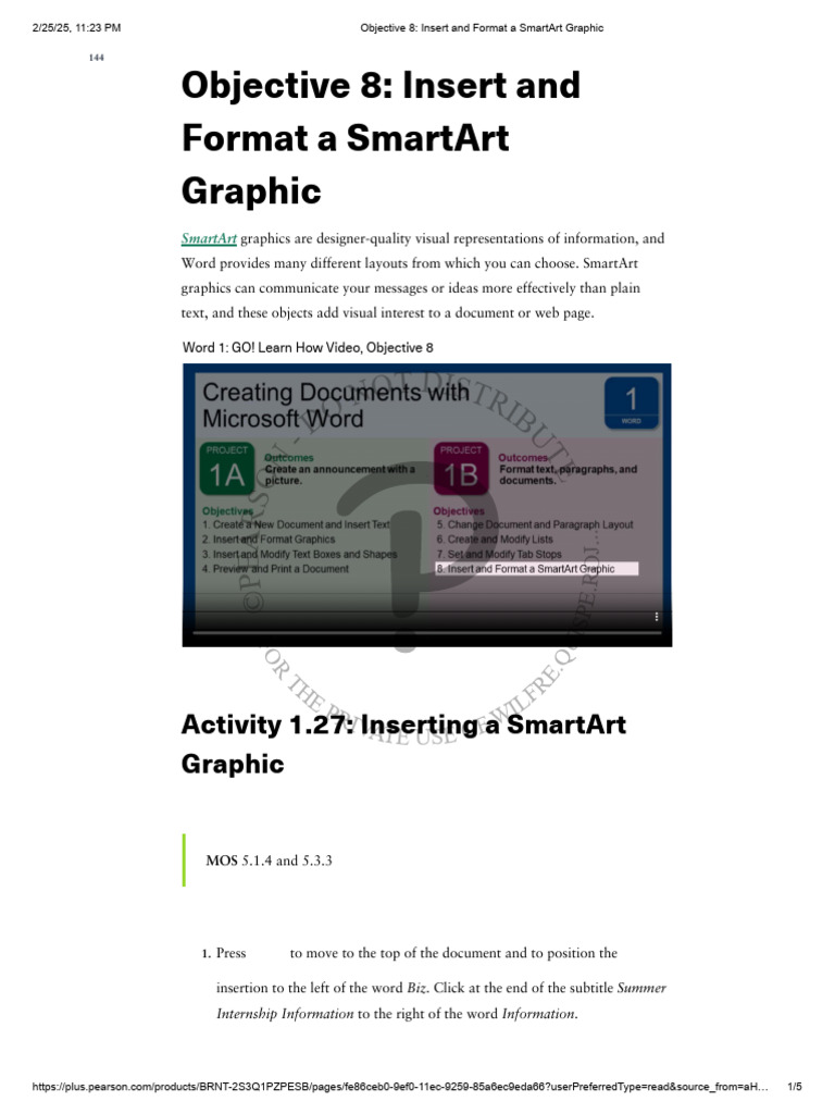 Objective 8 - Insert and Format A SmartArt Graphic | PDF | Software | Computing