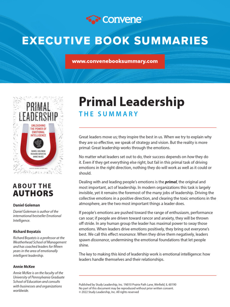 Primal Leadership (Summary) | PDF | Leadership | Empathy