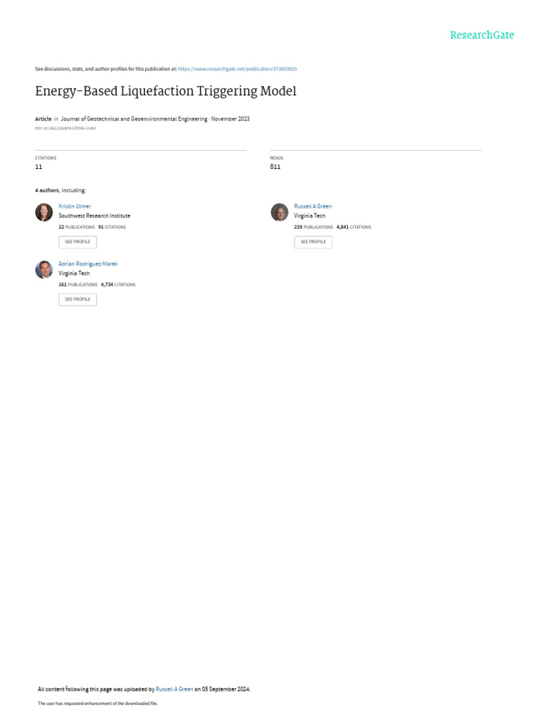 Energy-Based Liquefaction Triggering Model | PDF | Elasticity (Physics) | Stress (Mechanics)