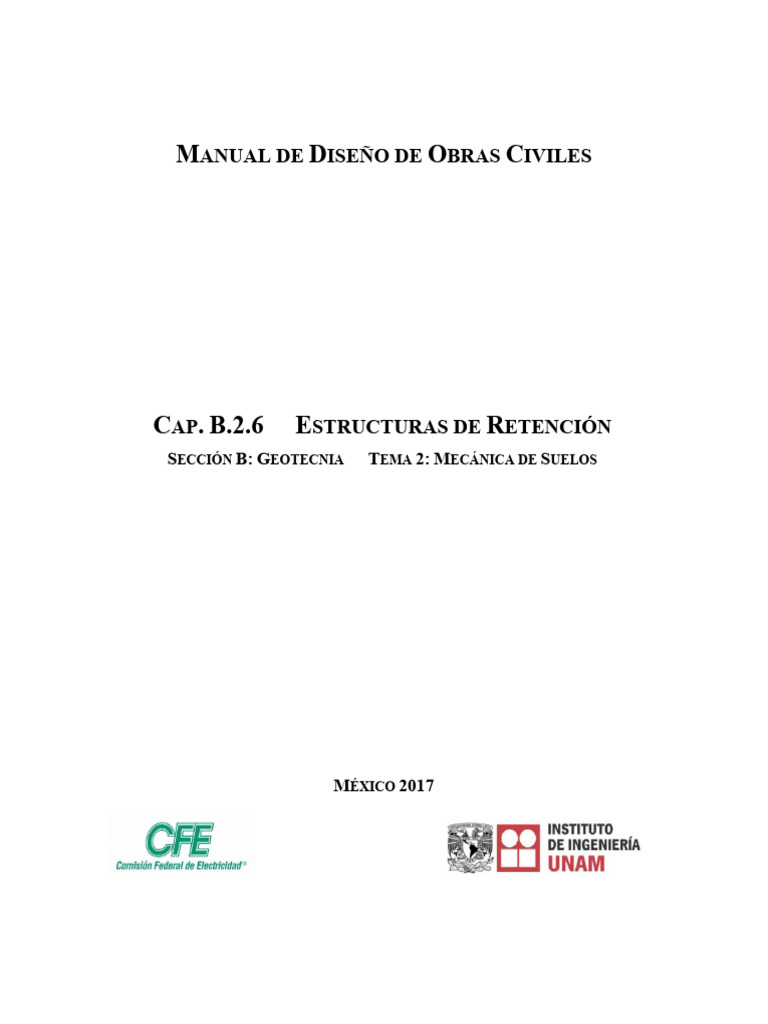 CFE - MDOC - CAPITULO B.2.6 - Estructuras de Retención | PDF | Fricción | Ingeniería