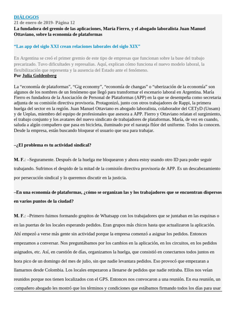 Articulo Julia Goldenberg | PDF | Sindicato