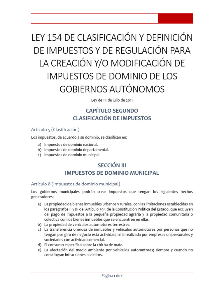 1 - Texto Seleccionado - Ley 154 - Art. 5 y 8 | PDF