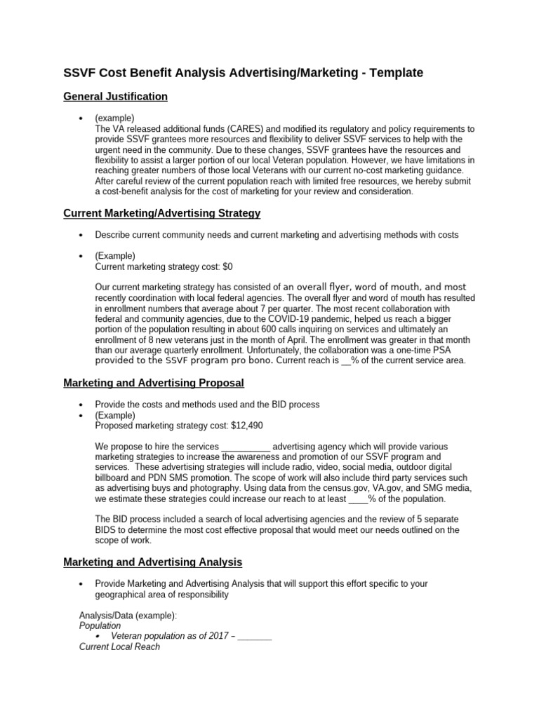SSVF Marketing Cost-Benefit Analysis | PDF | Marketing | Advertising