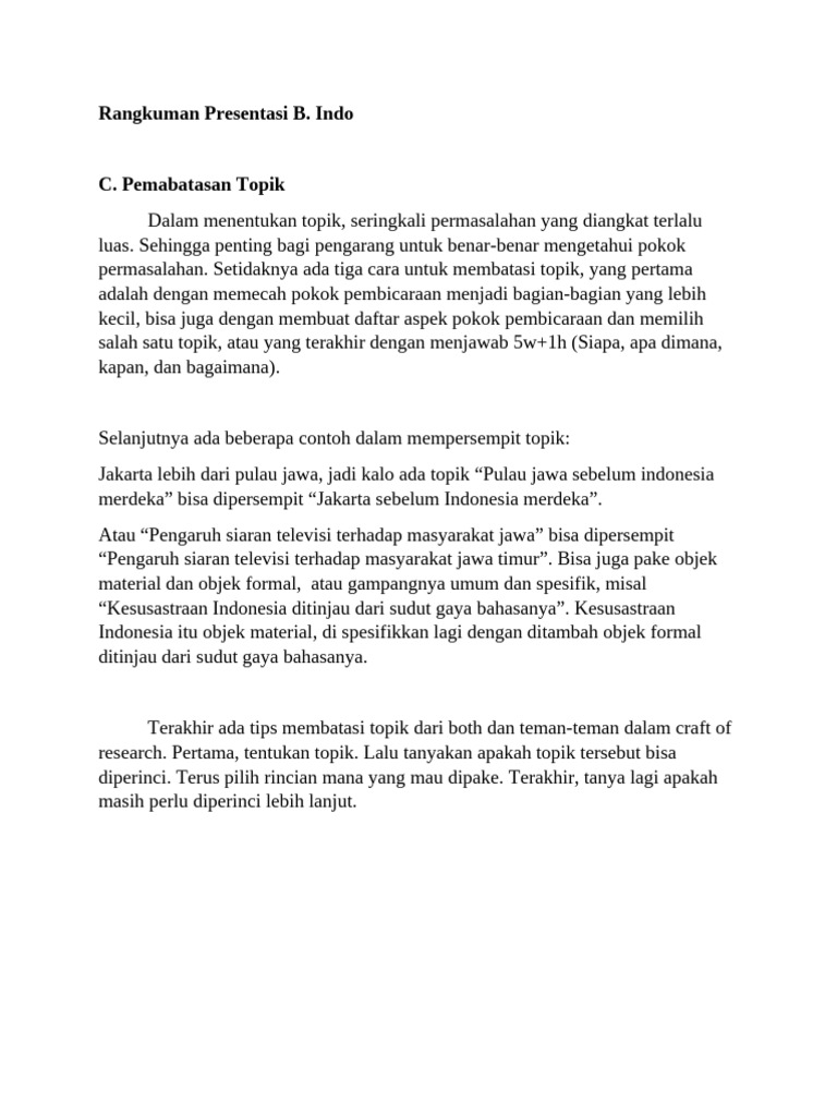 Rangkuman Presentasi B. Indo | PDF