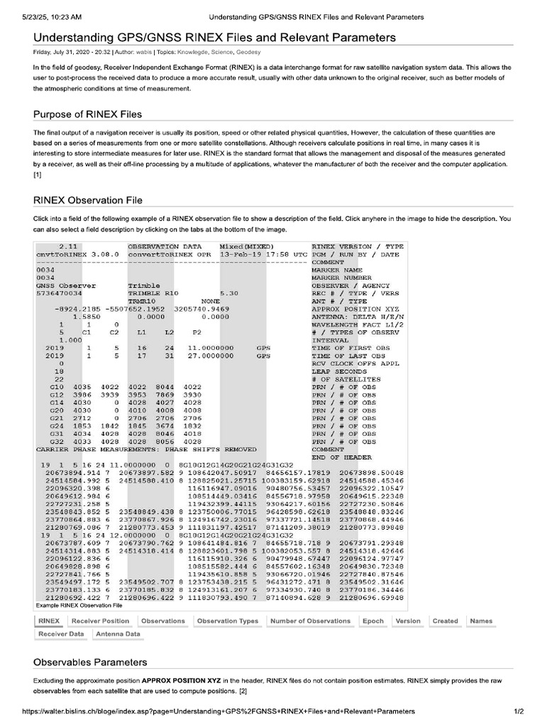 Rinex Data0 | PDF