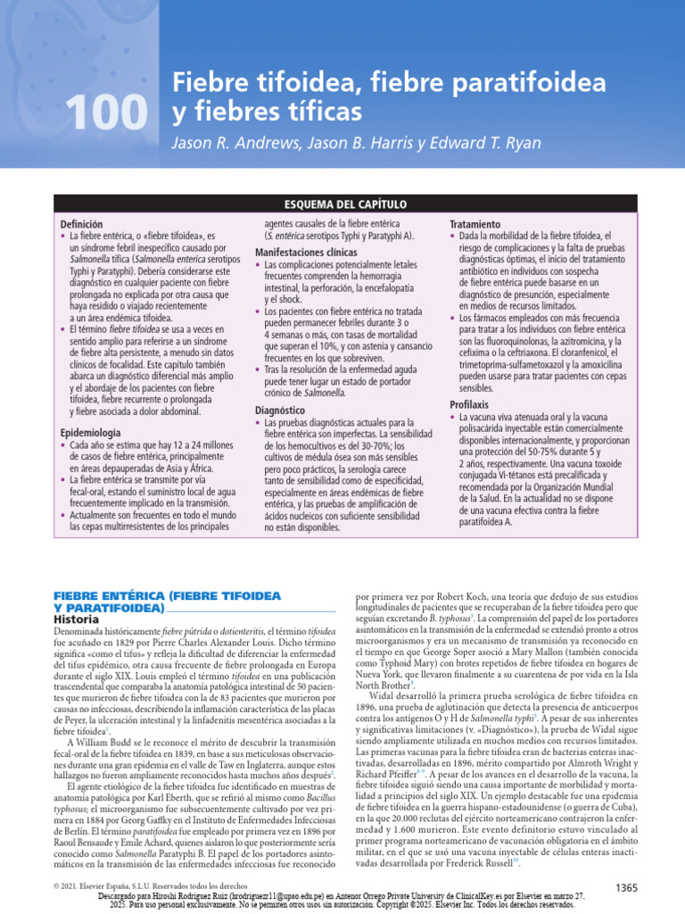 S1 Fiebre Tifoidea, Fiebre Paratifoidea y Fiebres Tíficas | PDF ...