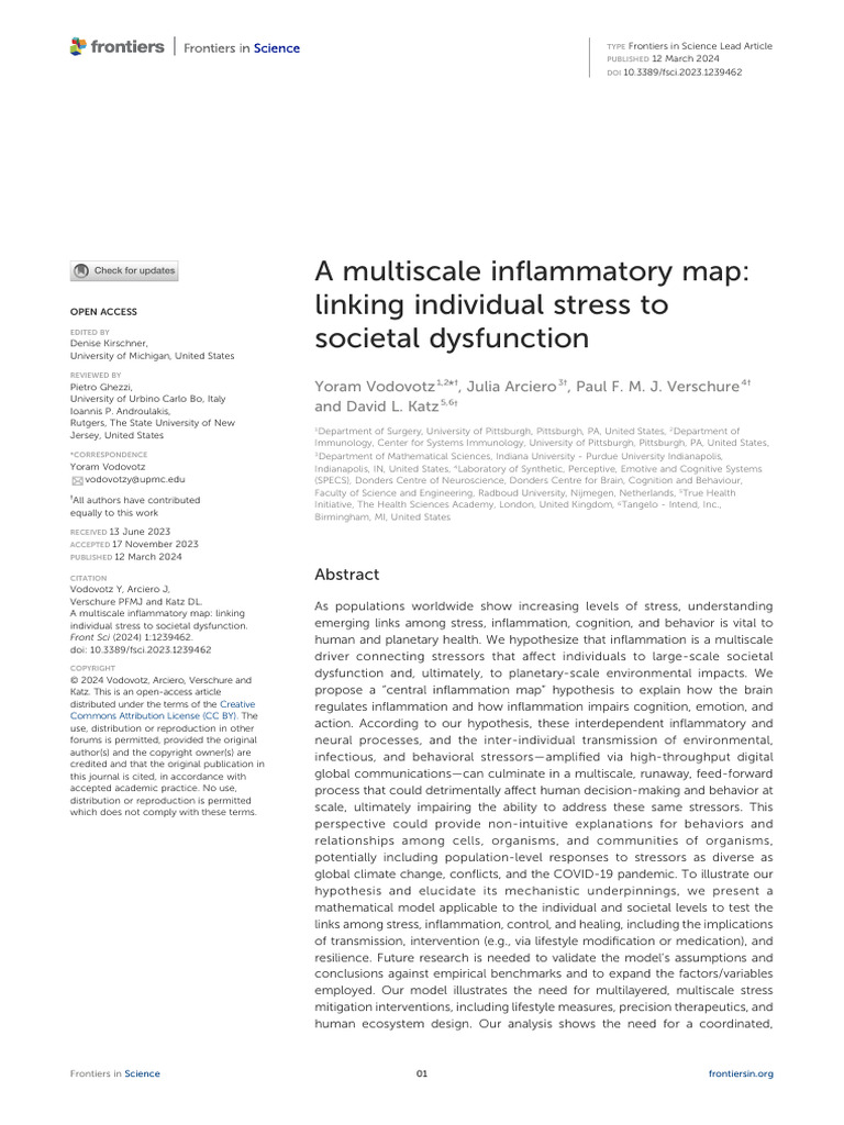 A Multiscale Inflammatory Map | PDF | Stress (Biology) | Inflammation
