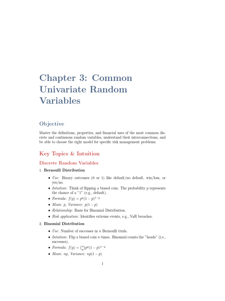Chapter 3 Common Univariate Random Variables | PDF | Probability Distribution | Normal Distribution