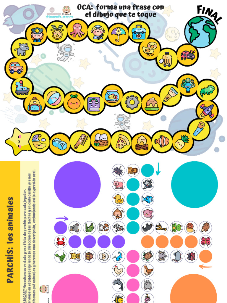 Tableros Oca y Parchís Lenguaje | PDF