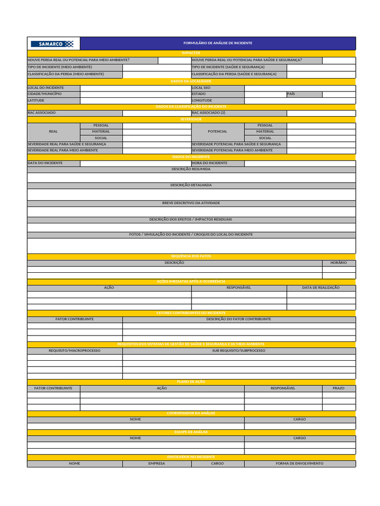 Anexo 06 - Form. Análise de Incidente | PDF | Ambiente natural