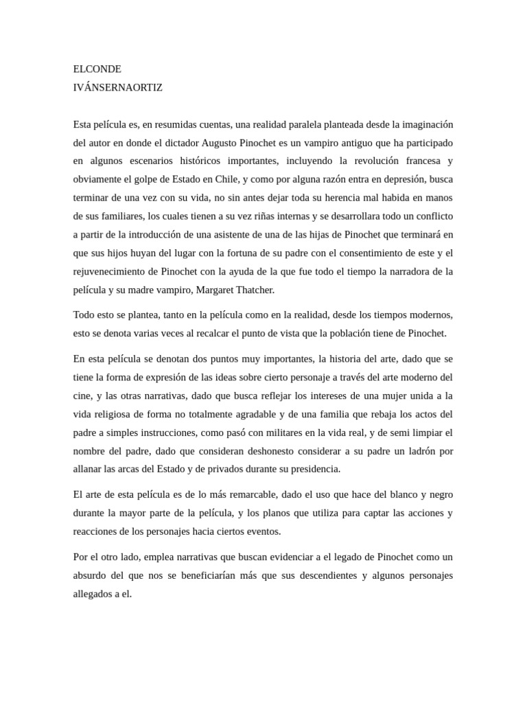 El Conde | PDF | Augusto Pinochet