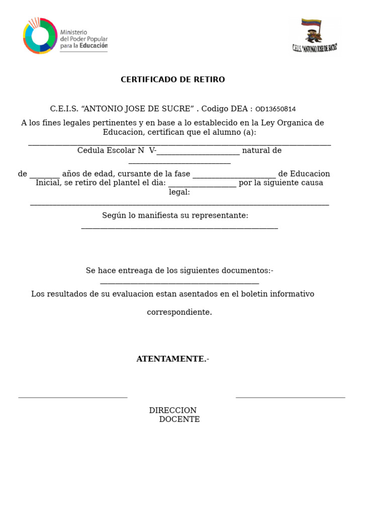 Contancia de Retiro | PDF