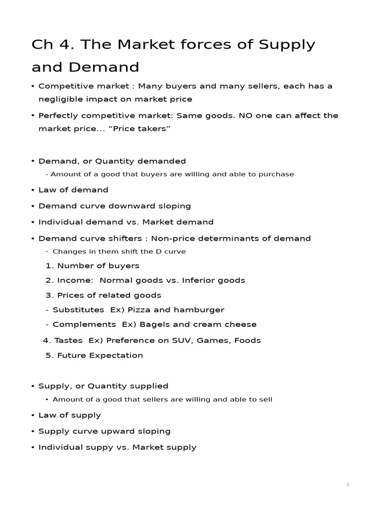 Ch. 4 The Market Forces of Supply and Demand | PDF